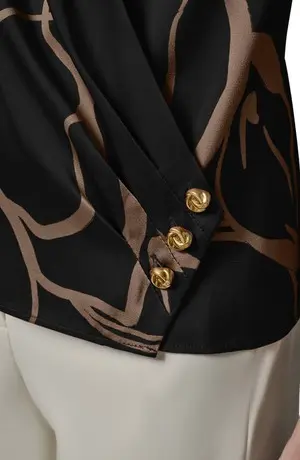 Donna Karan New York Faux Wrap Top - Blk/fawn