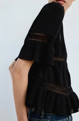 Mango Lou Lace Detailed Top