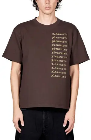PLEASURES Slip Heavyweight Cotton T-shirt - Brown