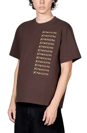 PLEASURES Slip Heavyweight Cotton T-shirt - Brown