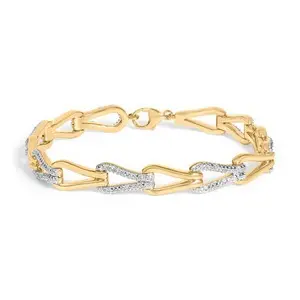 HAUS OF BRILLIANCE Gold Vermeil 1/7 Cttw Diamond Bold Knot Link Bracelet - Silver