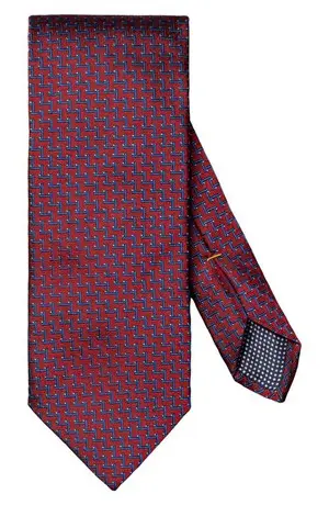 Eton Geometric Woven Silk Tie - Medium Red