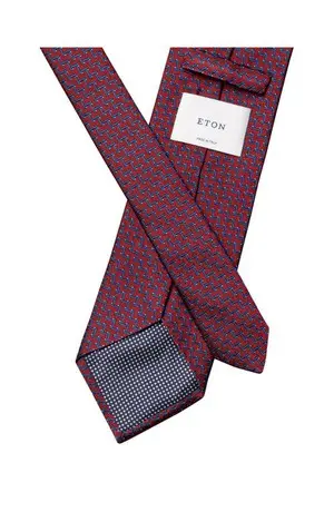Eton Geometric Woven Silk Tie - Medium Red