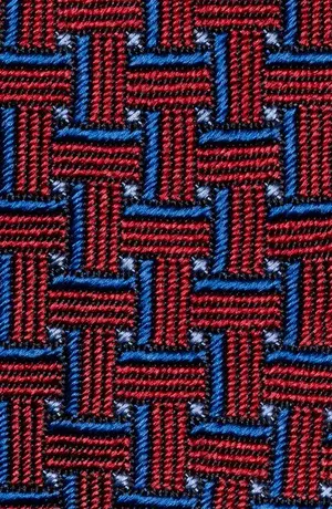 Eton Geometric Woven Silk Tie - Medium Red