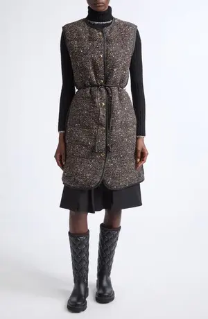 Moncler Figurative Wool Blend Tweed Vest