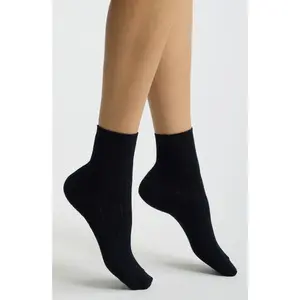 Hue Rib Crew Socks - Black