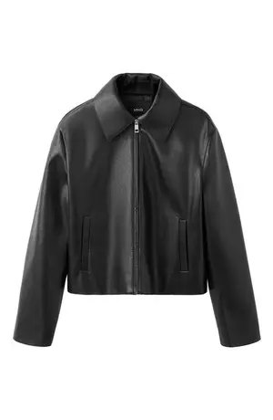 Mango Sabina Faux Leather Jacket - Black