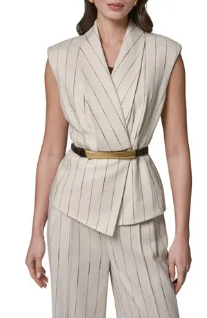 Donna Karan New York Sleeveless Belted Vest - Flax/canyo