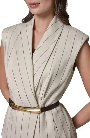 Donna Karan New York Sleeveless Belted Vest - Flax/canyo