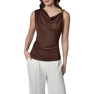 Donna Karan New York Ruched Asymmetric Sleeveless Top - Canyon