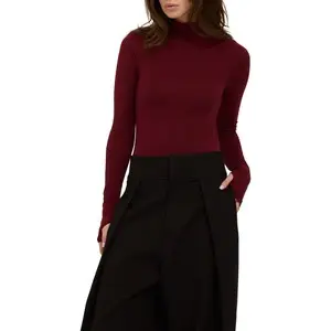 PROJECT SOCIAL T Westwood Mock Neck T-shirt - Dark Cherry
