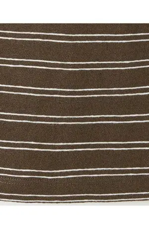 Mango Regular Fit Stripe Cotton & Linen T-shirt - Chocolate