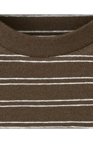 Mango Regular Fit Stripe Cotton & Linen T-shirt - Chocolate