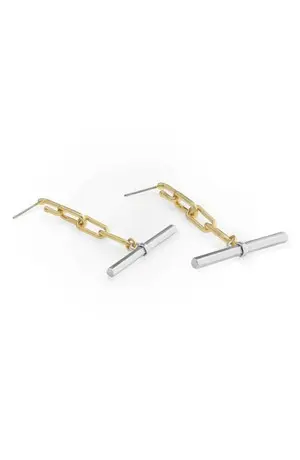 ALLSAINTS Two-tone T-bar Linear Drop Earrings
