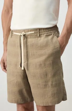Mango Linen & Cotton Drawstring Bermuda Shorts