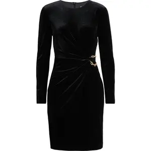 Eliza J Pleated Velvet Cocktail Dress - Black