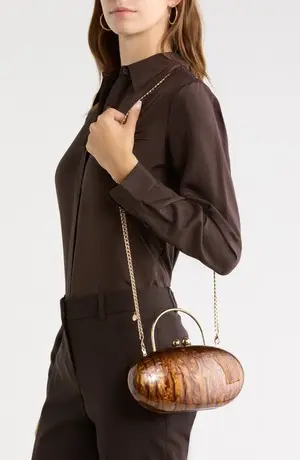 OLGA BERG Imelda Acrylic Top Handle Bag - Chocolate