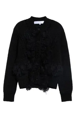 Tao Comme Des Garçons Ruffled Wool Blend Cardigan