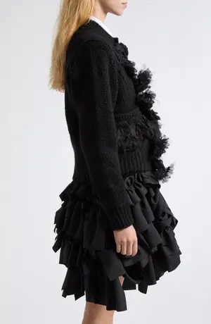 Tao Comme Des Garçons Ruffled Wool Blend Cardigan