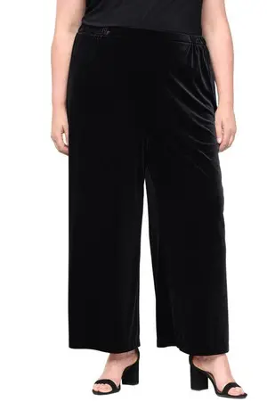 Alex Evenings Stretch Velvet Palazzo Pants - Black