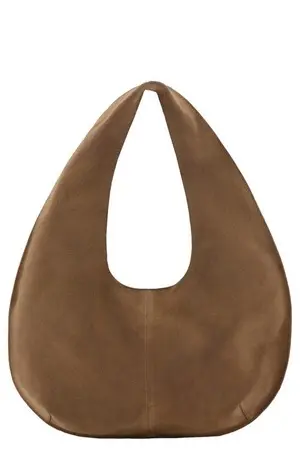 Mango Small Leather Hobo Bag Medium Brown