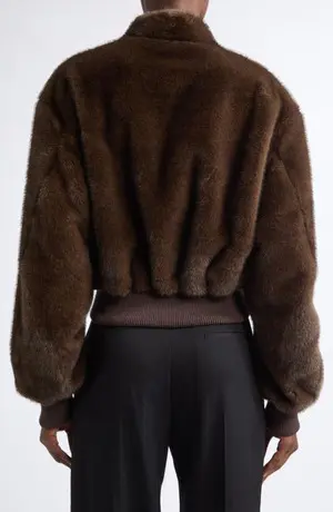 Stella McCartney Plush Faux Fur Bomber Jacket