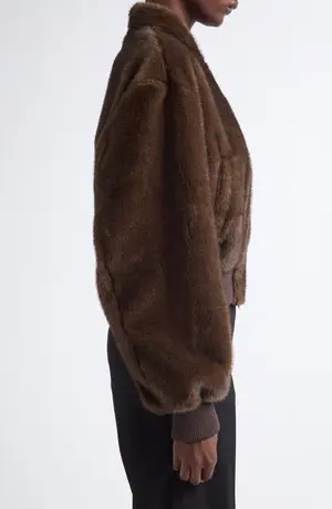 Stella McCartney Plush Faux Fur Bomber Jacket