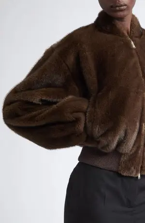 Stella McCartney Plush Faux Fur Bomber Jacket