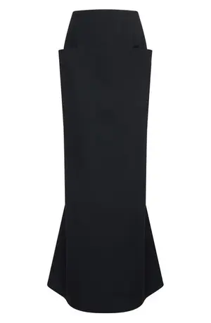 Alaïa Tailored Wool Column Maxi Skirt - Noir