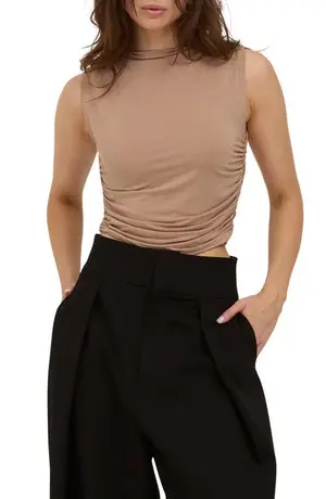 PROJECT SOCIAL T Wyatt Ruched Side Tank - Camel
