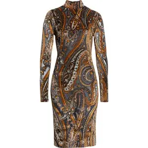 Etro Mock Neck Jersey Dress - Blue