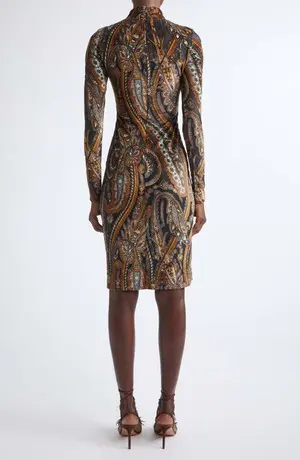 Etro Mock Neck Jersey Dress - Blue