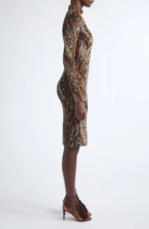 Etro Mock Neck Jersey Dress - Blue