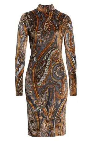 Etro Mock Neck Jersey Dress - Blue