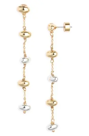 Nordstrom Two-tone Bead Linear Drop Earrings - Gold- Silver