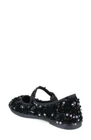 NATIONAL COMFORT Sequin Embellished Mary Jane Flat - Black