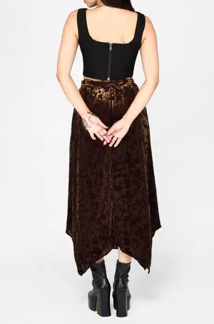 DISTURBIA Sienna Devore Hanky Hem Midi Skirt