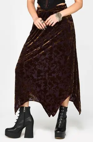 DISTURBIA Sienna Devore Hanky Hem Midi Skirt