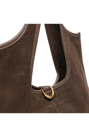 Dolce Vita Pava Croc Embossed Suede Shoulder Bag
