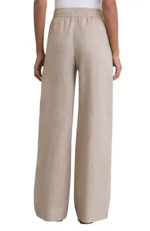 REISS Riley Ladder Stitch Wide Leg Linen Pants