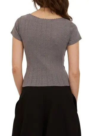 PROJECT SOCIAL T Arden Lace Trim T-shirt - Heather Grey