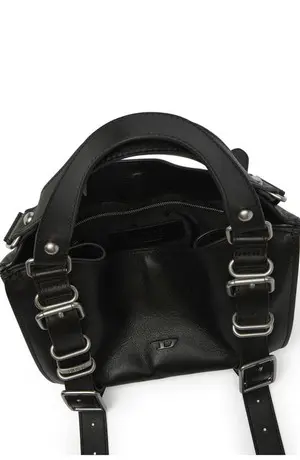 DIESEL® D-one Small Leather Top Handle Bag - Black
