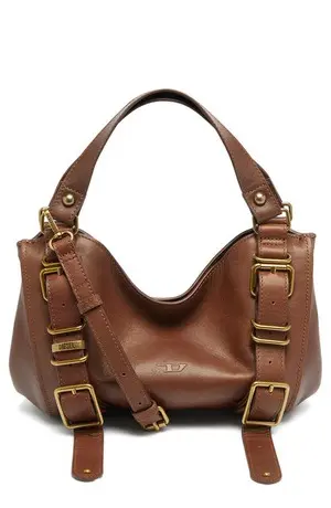 DIESEL® D-one Small Leather Top Handle Bag Brown