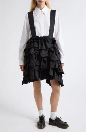 Tao Comme Des Garçons Ruffle Tiered Pinafore Minidress - Black