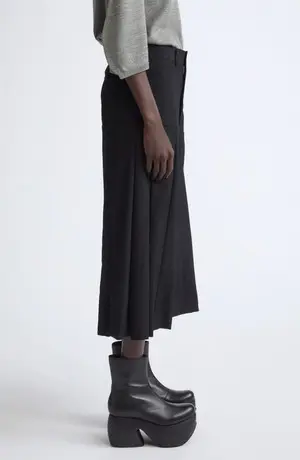 Comme Des Garçons Wool Gabardine Pleated Wide Leg Pants