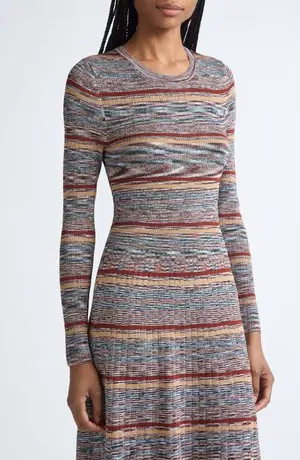 Veronica Beard Nami Stripe & Space Dye Long Sleeve Sweater Dress