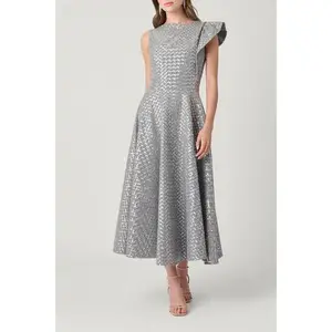Shoshanna Sequin Embellished Wool Chapman Dress - Grey/silver