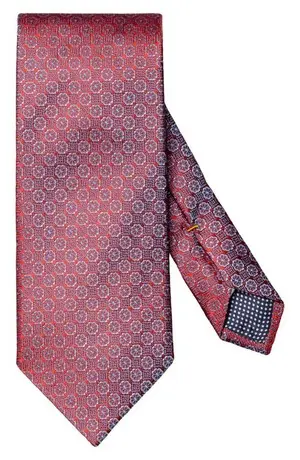 Eton Medallion Woven Silk Tie - Medium Red