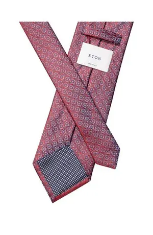 Eton Medallion Woven Silk Tie - Medium Red
