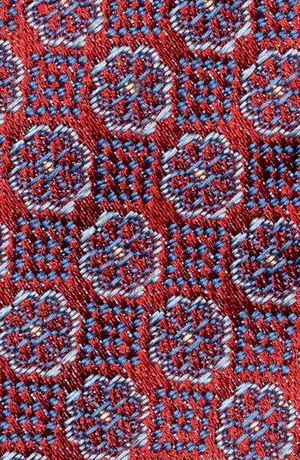 Eton Medallion Woven Silk Tie - Medium Red